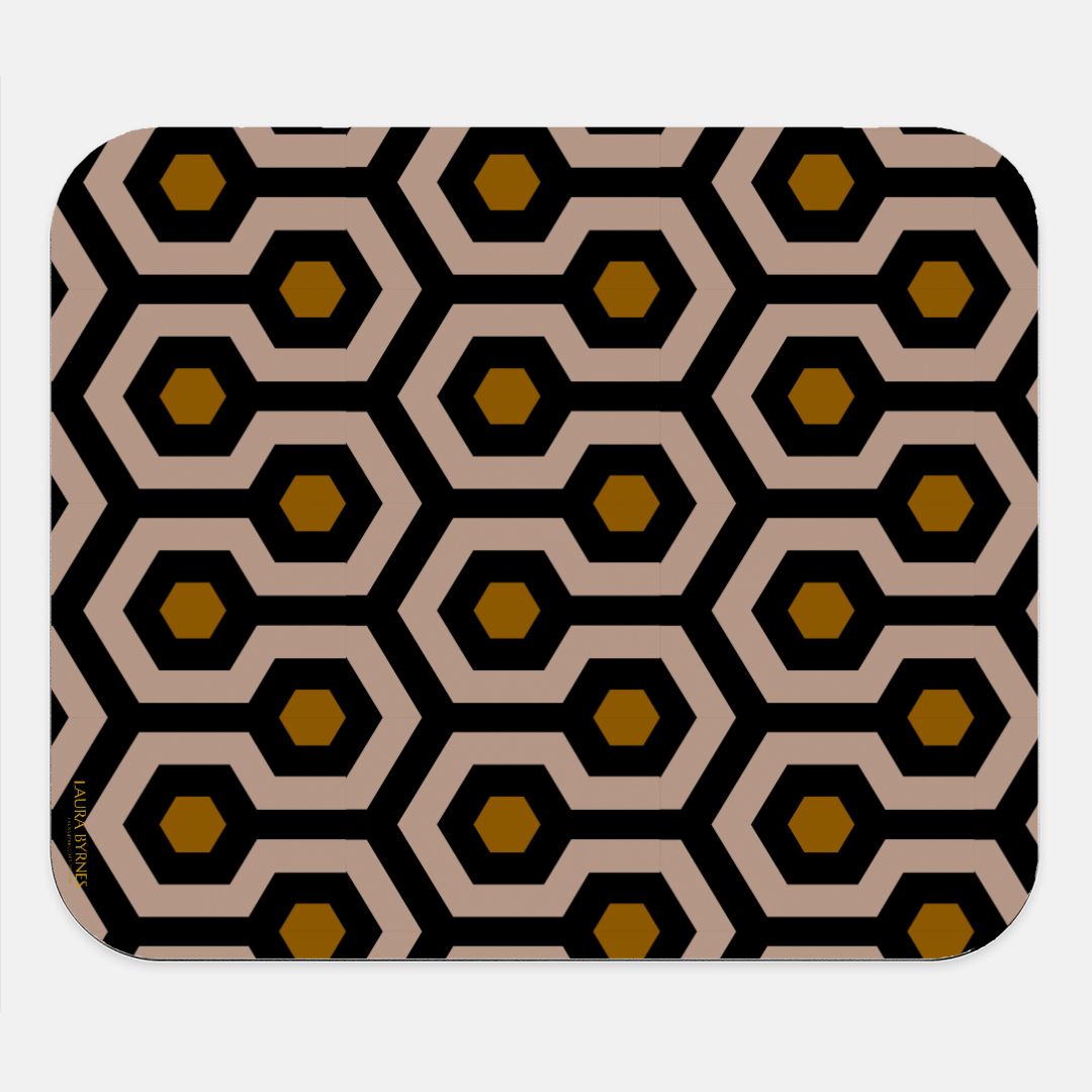 Rectangular Foam Mouse Pad in Brown Hexagon Design - Laura Byrnes ...